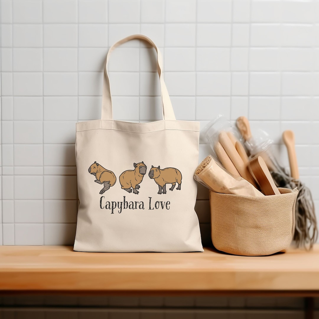 Capybara Tote Gift, Reusable Capybara Tote, Capybara Print, Capybara ...