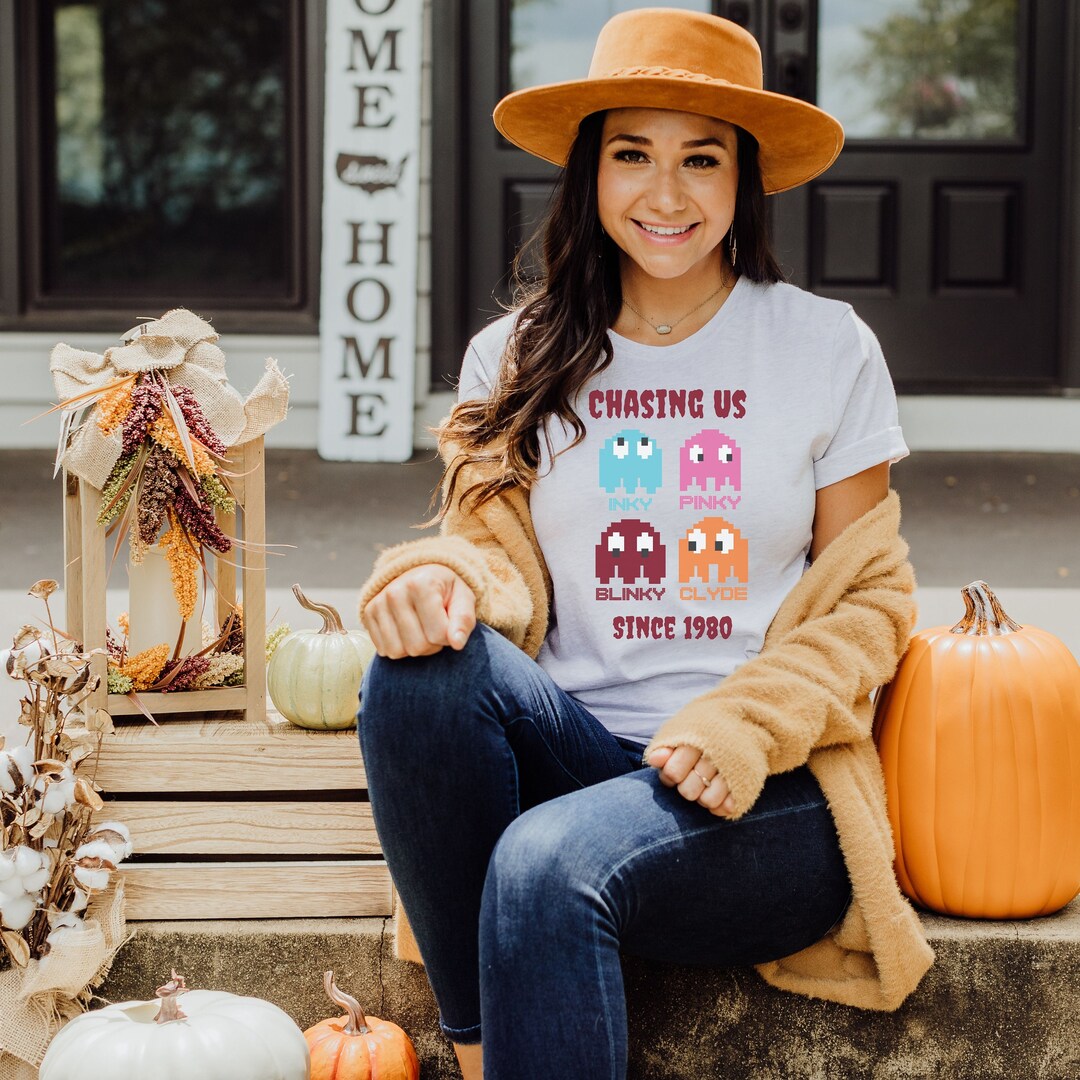 Cute Pacman Ghosts Classic Video Game Halloween Shirt, Halloween Pacman ...