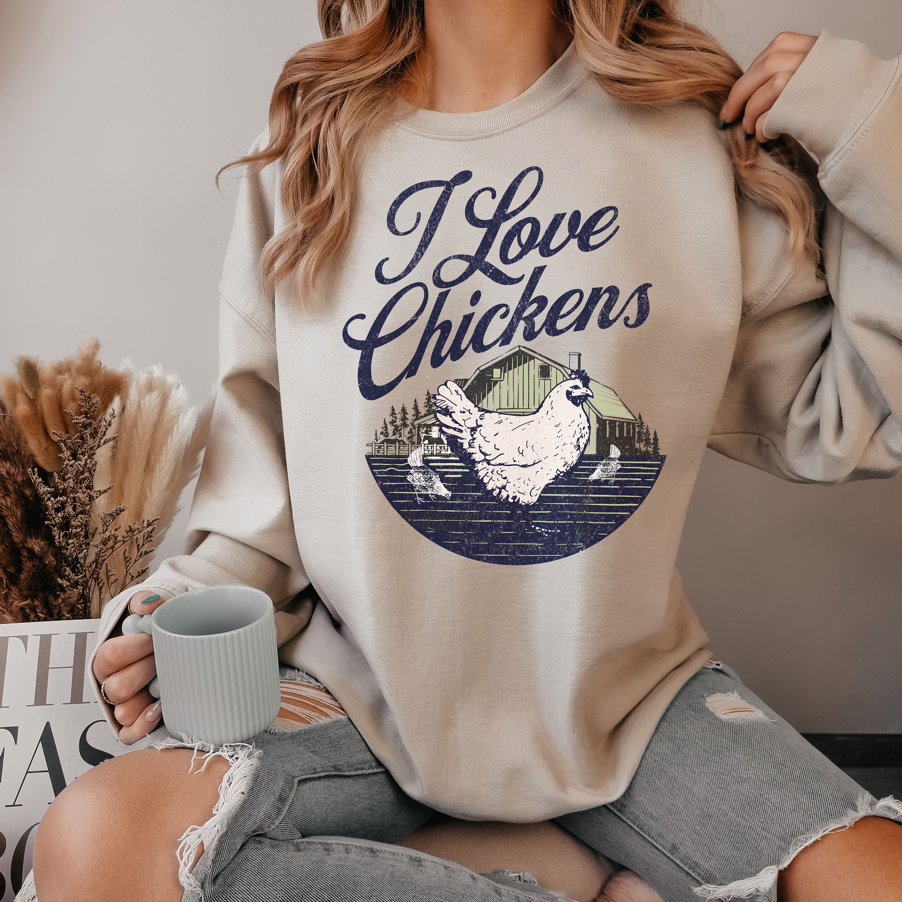 Chicken Sweatshirt, I Love Chickens Sweatshirt for Chicken Lovers ...