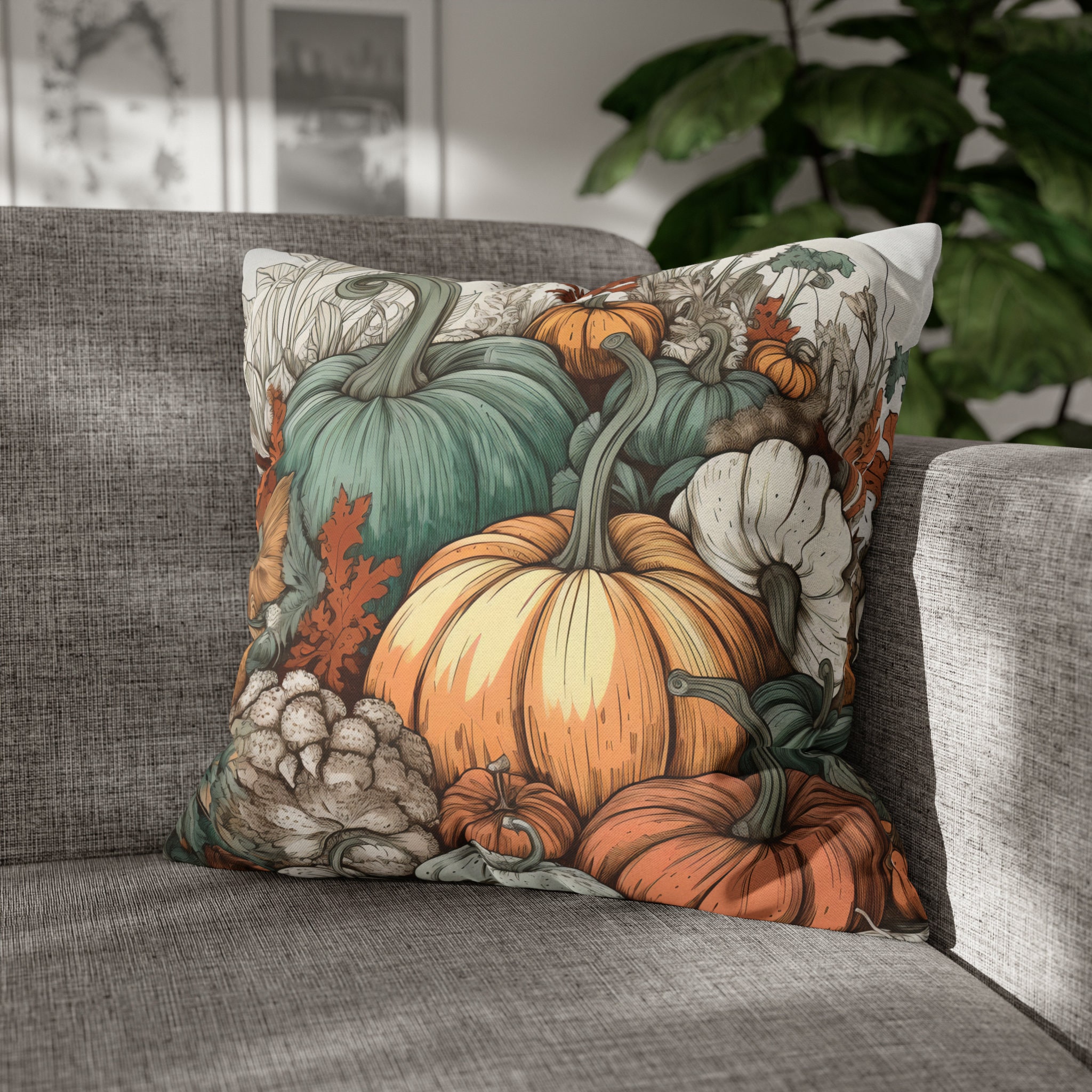 Beautiful Fall Autumn Pumpkin Harvest Indoor Pillow Cover, 20x20 Fall ...