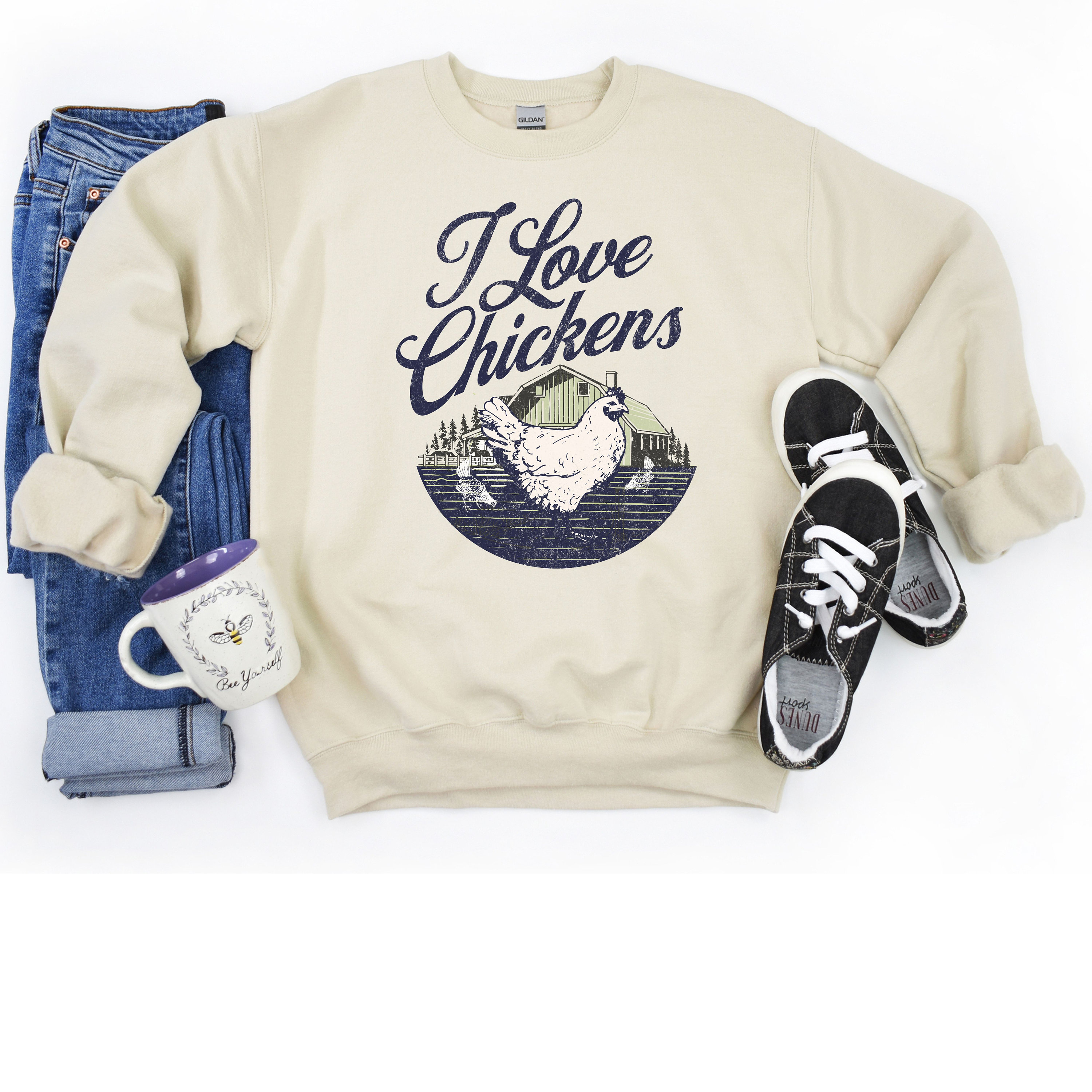 Chicken Sweatshirt, I Love Chickens Sweatshirt for Chicken Lovers ...