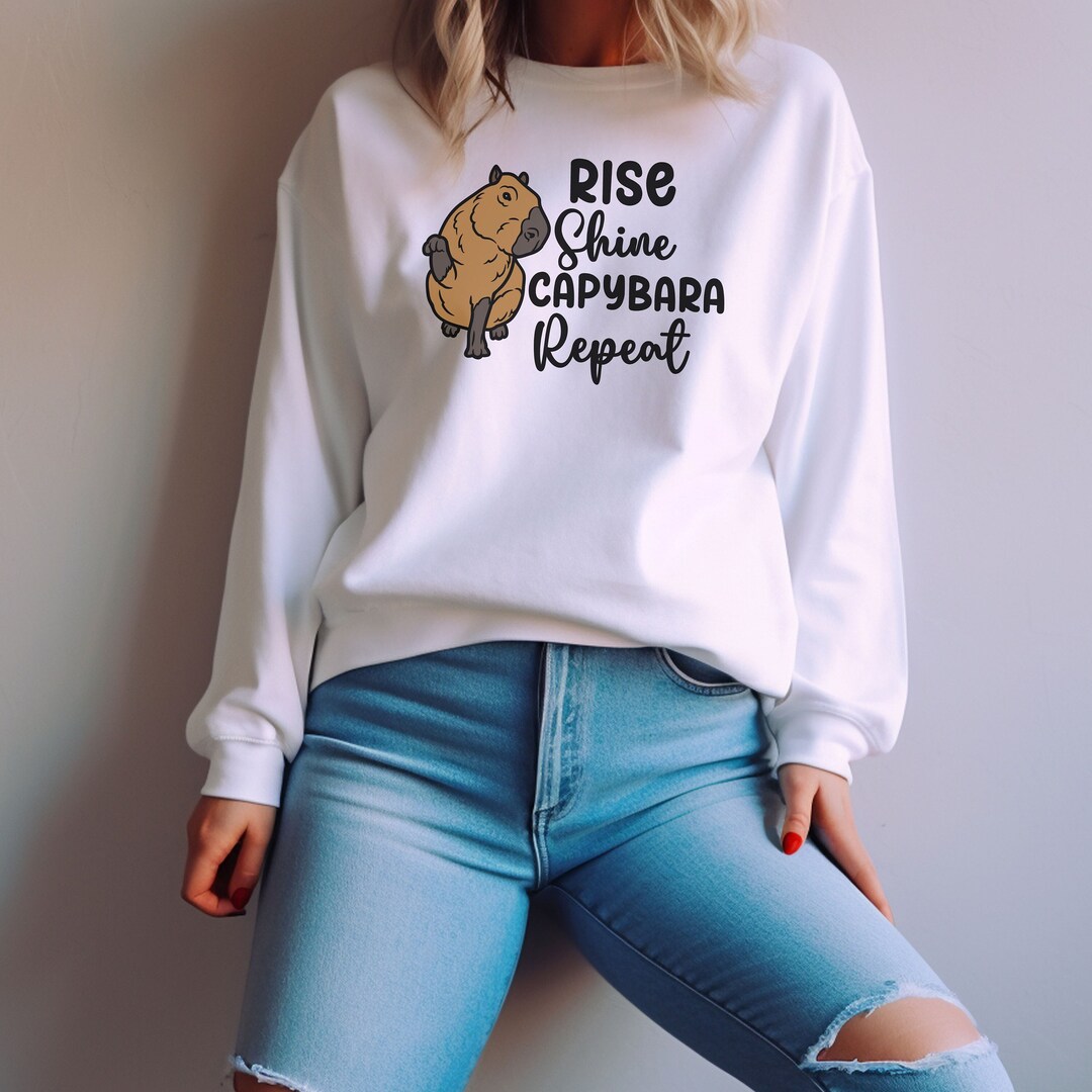 Capybara Sweatshirt Gift, Capybara Outfit, Capybara Print Sweatshirt ...