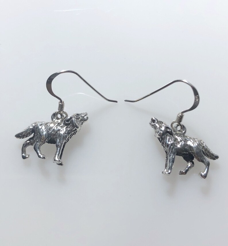Sterling Silver Howling Wolf Wire Earrings - Etsy
