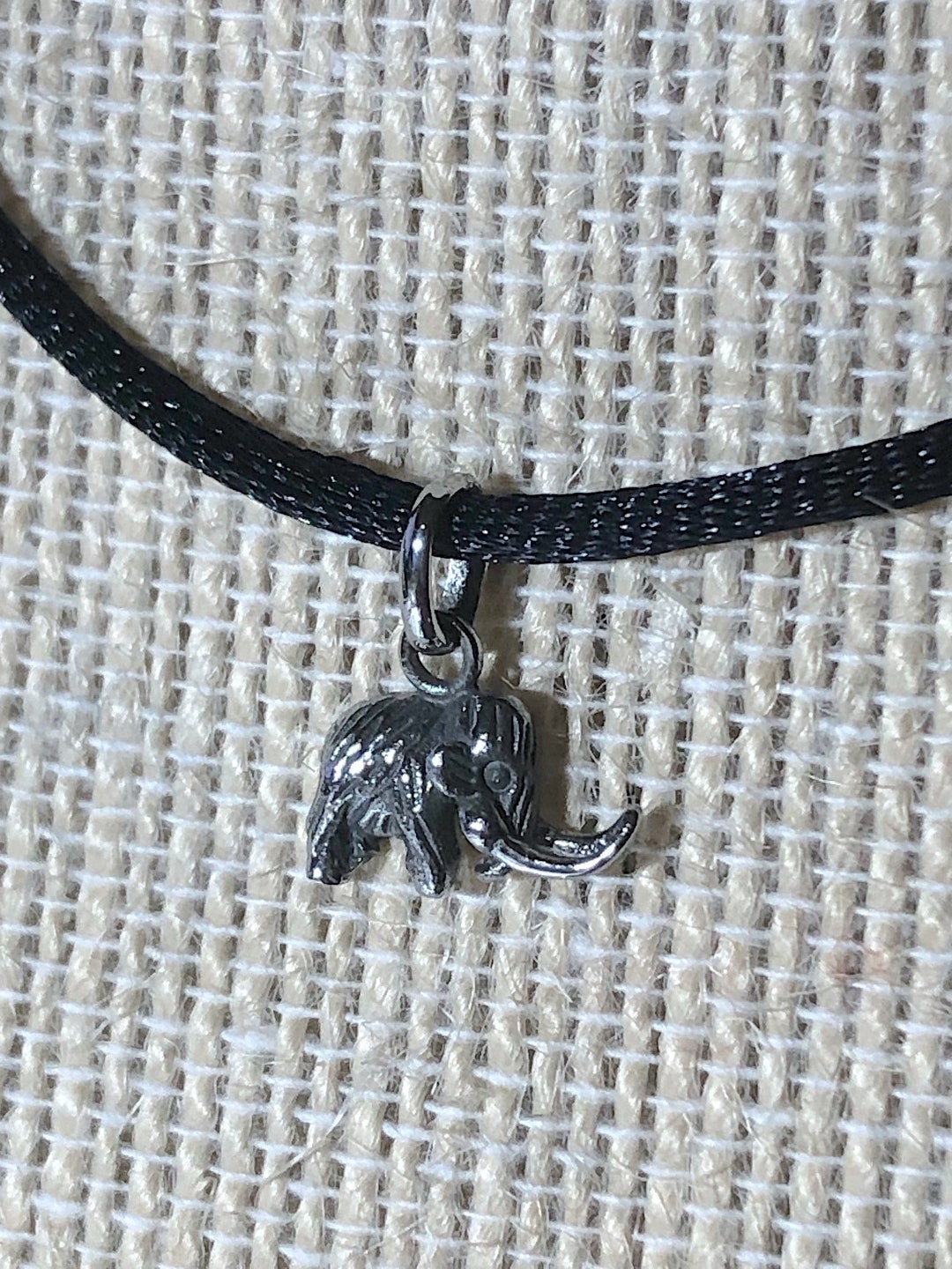 Stainless Steel Tiny Woolly Mammoth Pendant Charm With 18 Silk Cord ...