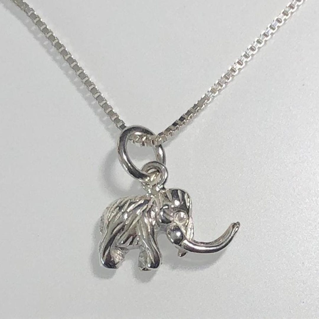 Sterling Silver Tiny Woolly Mammoth Pendant Charm With 18" Box Chain ...