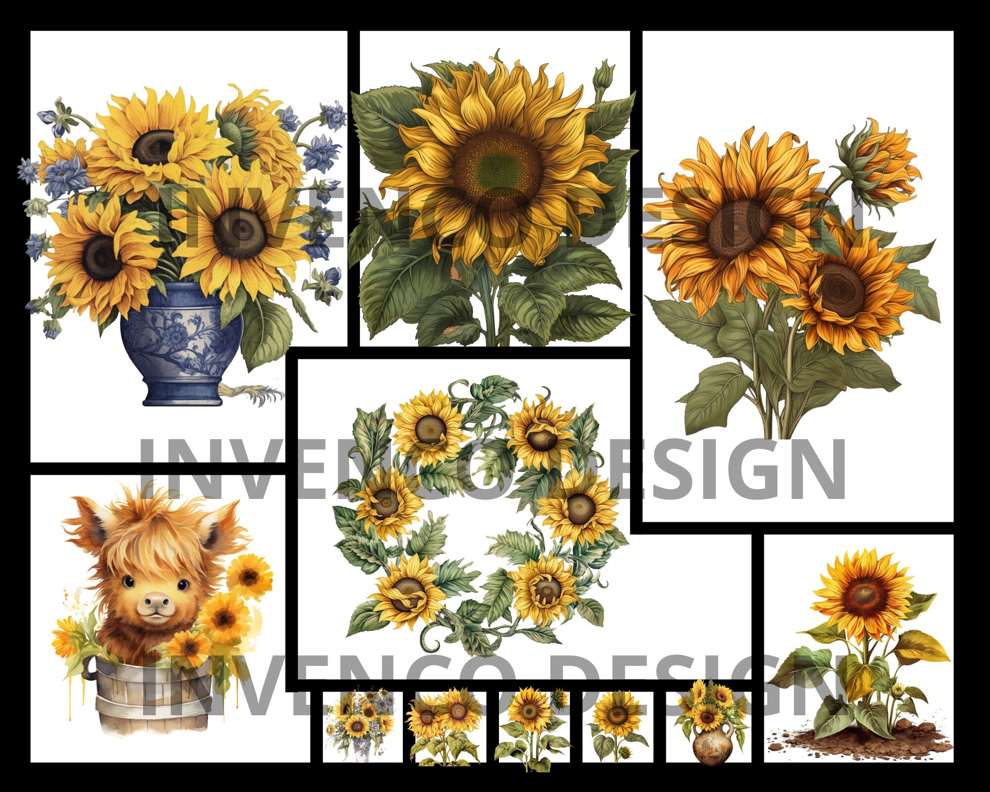 Watercolor Sunflower Clipa Rt, Commercial Use, Png, Summer Floral ...