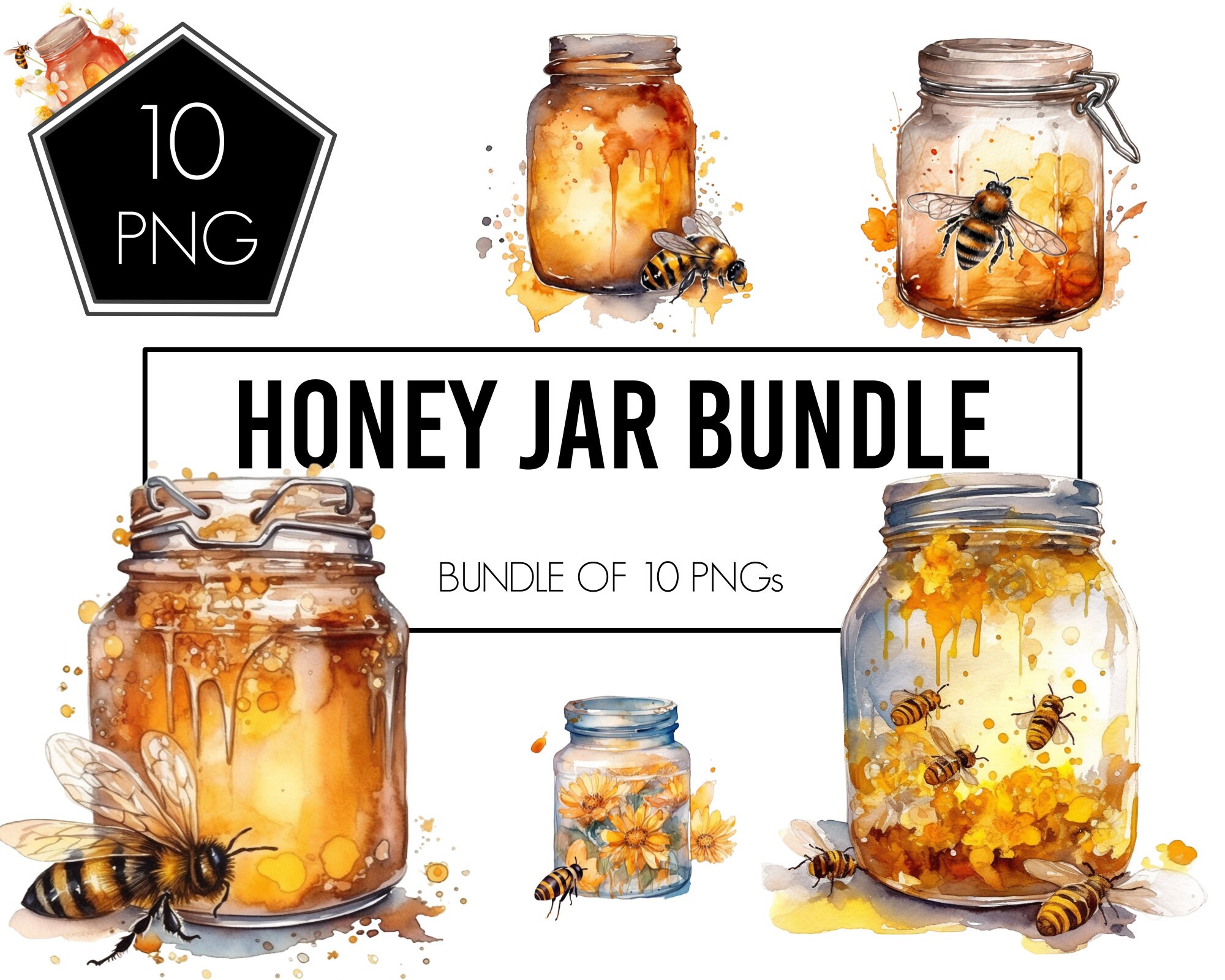 Watercolor Honey Bee Clipa Rt, Png, Commercial Use, Instant Download - Etsy