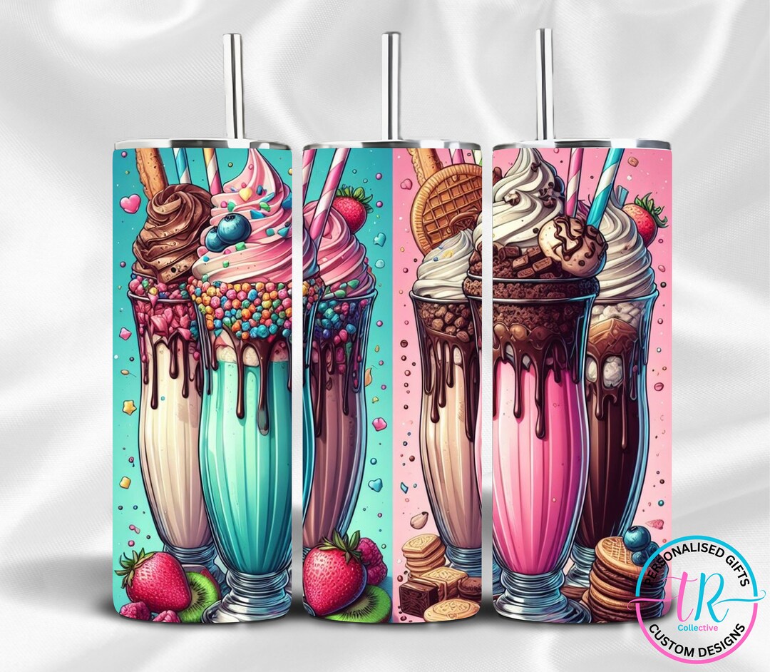 Milkshakes Delight 20oz Tumbler Wrap, Sublimation Design Templates ...
