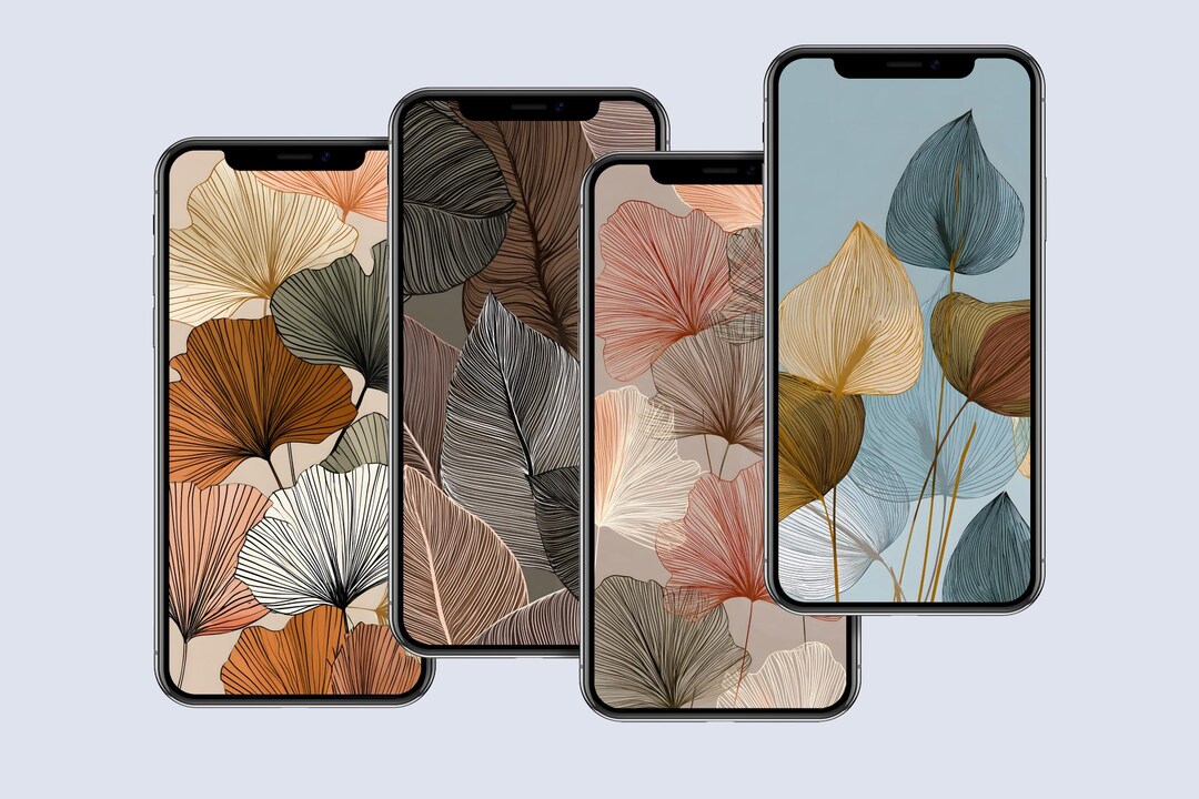 Earthy Leaf Mobile Wallpaper, Minimalist Botanical Art (digital ...