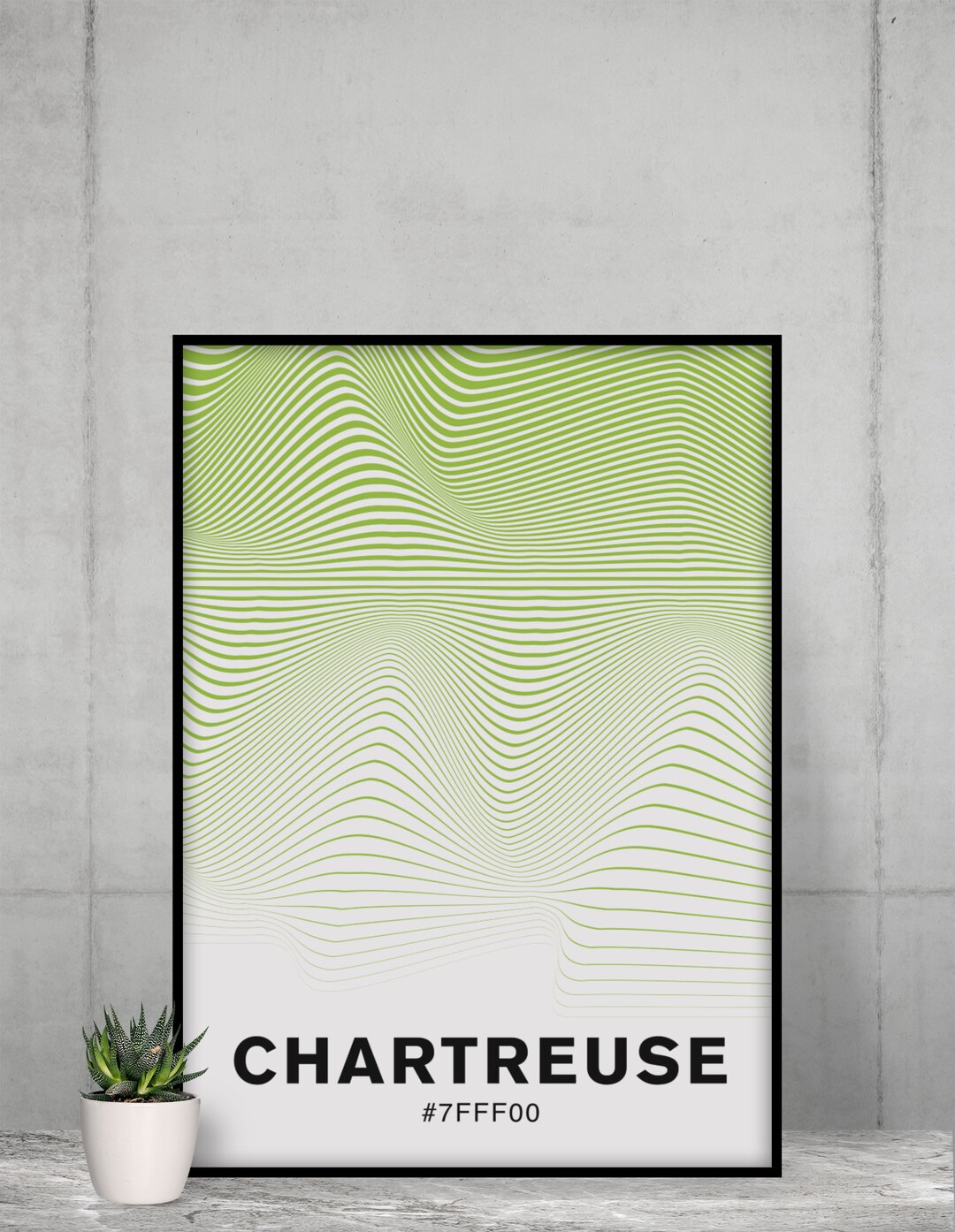 Chartreuse Color Line Art Poster: Modern Home Decor (digital Download ...