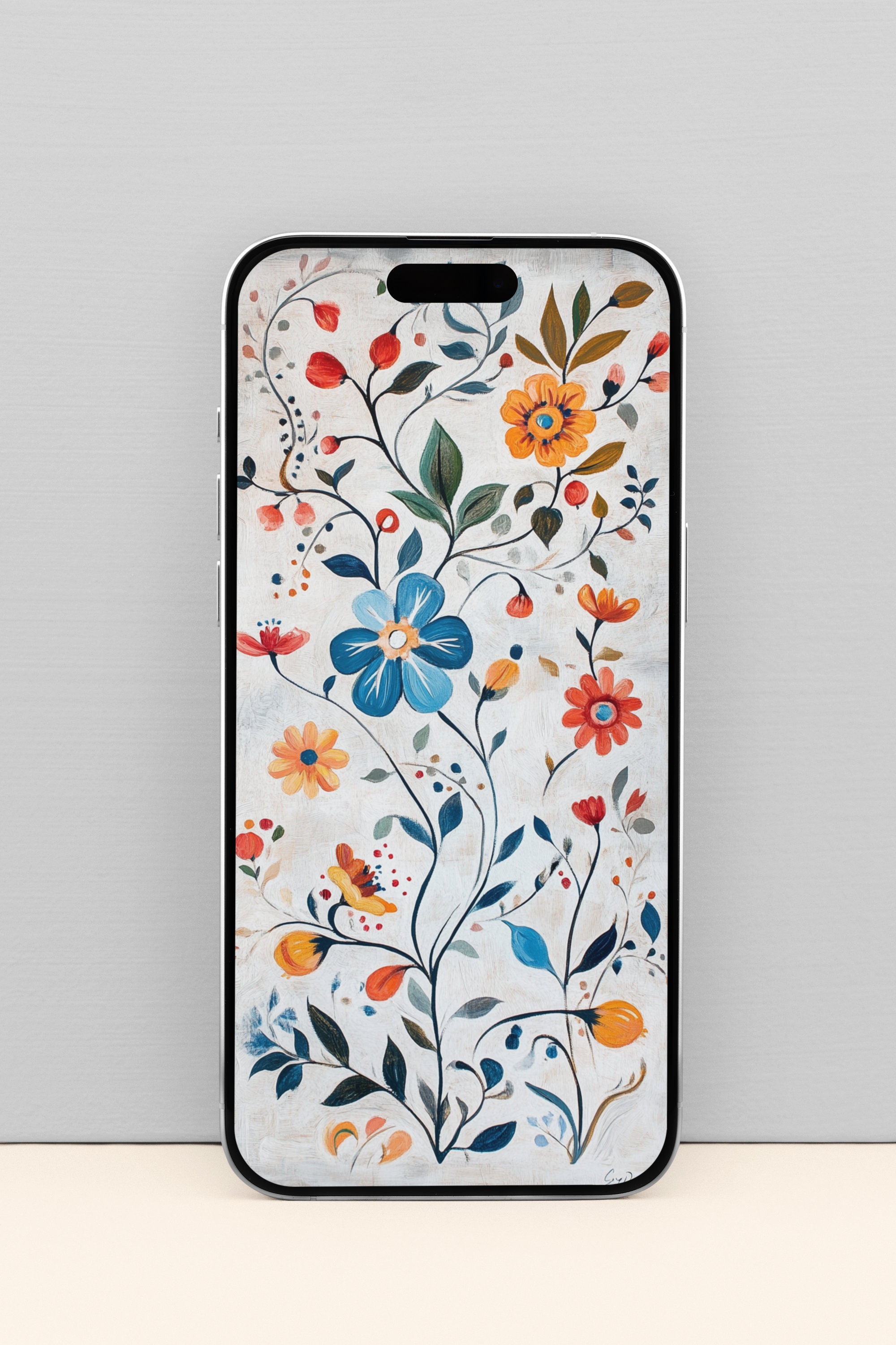 Kurbits Floral Wallpaper: Swedish Folk Art, Dalarna Design (digital ...