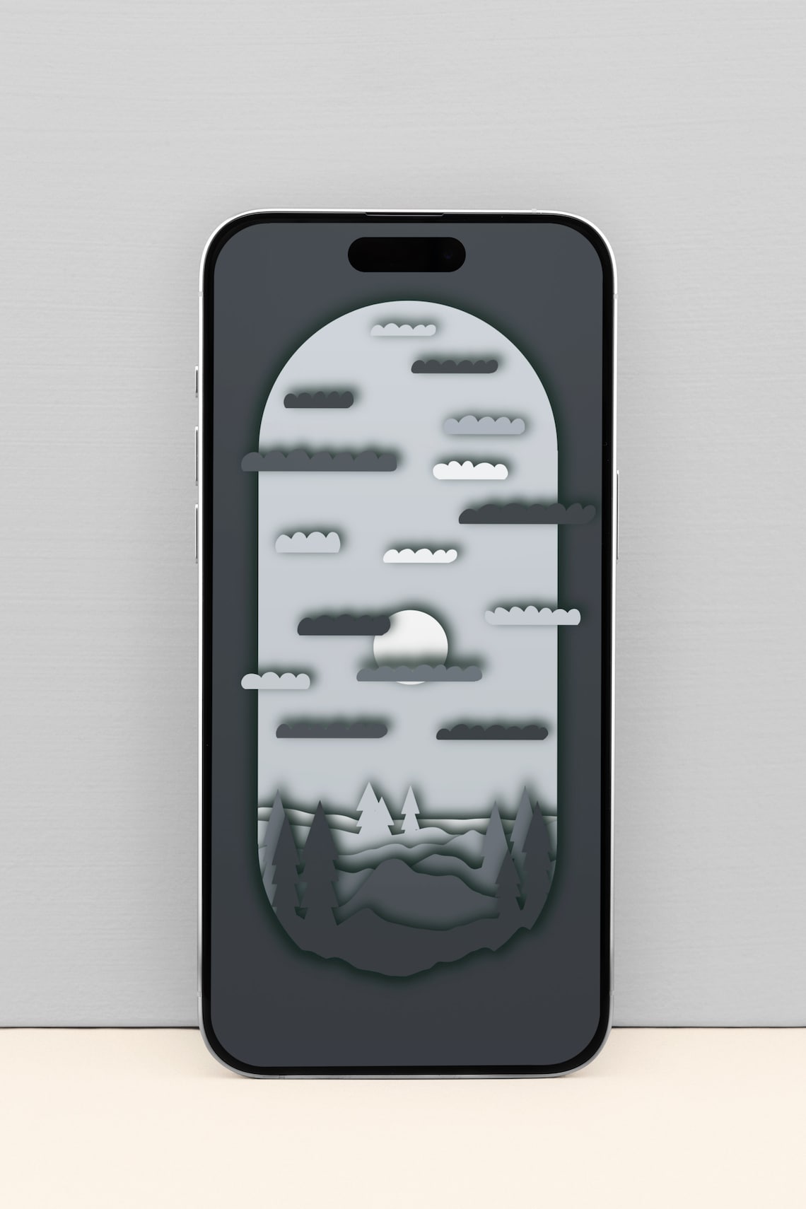 Papercut Fantasy Landscape Phone Wallpaper (digital Download) - Etsy