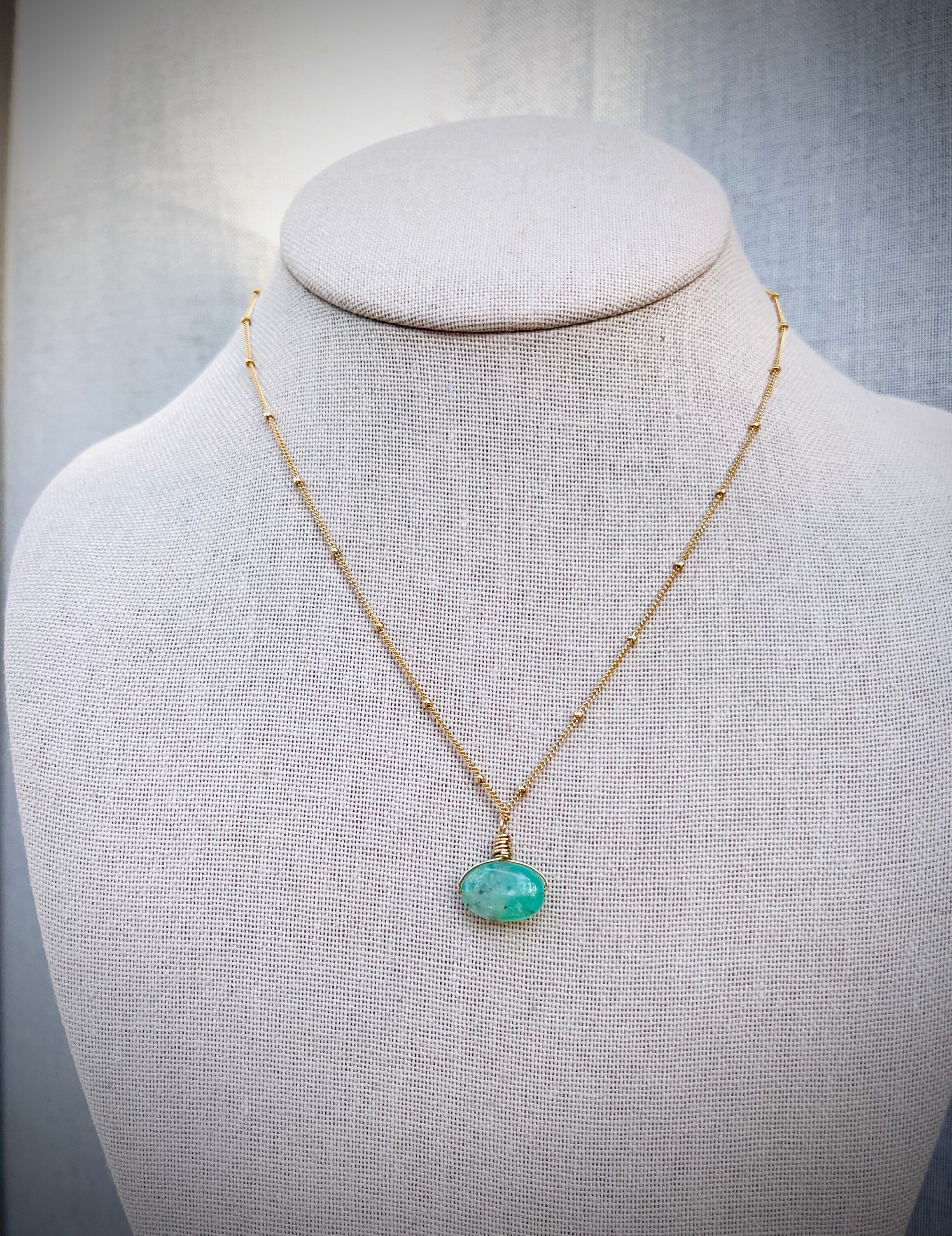 Chrysoprase Pendant Necklace | Handmade Necklace | Handmade Jewelry ...