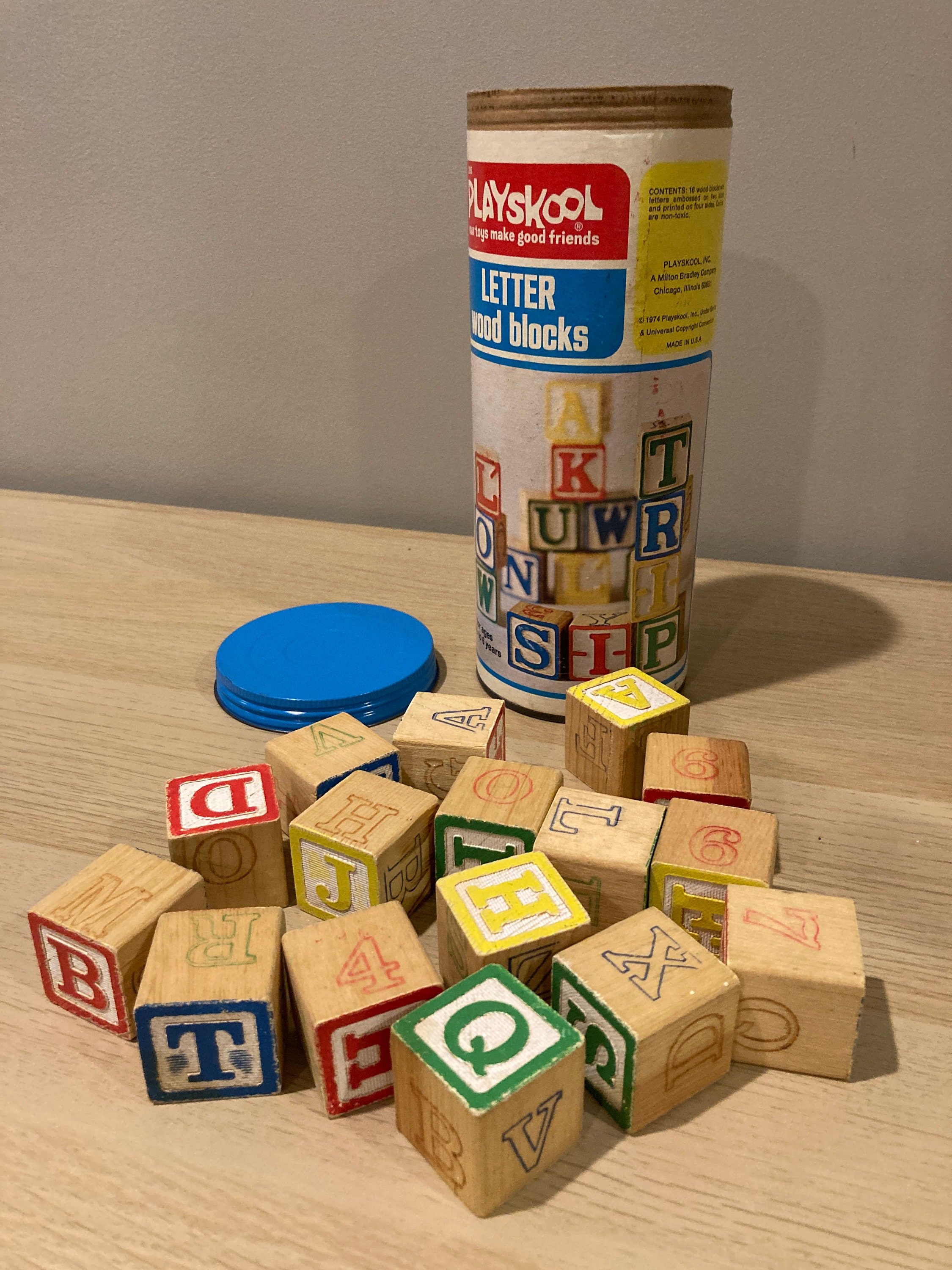 Vintage 226 Playskool Letter Wood Blocks in Original Can - Etsy