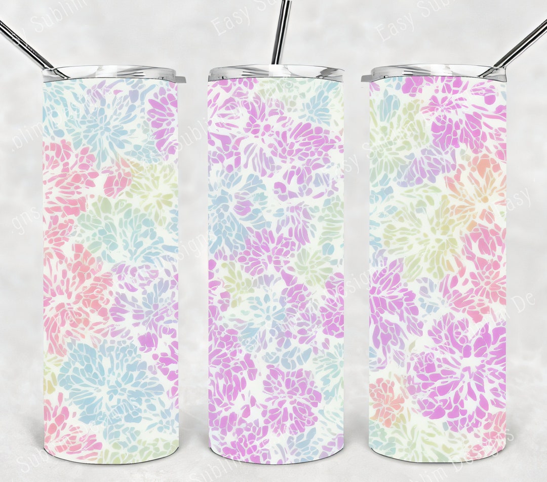 Sublimated Watercolor Flower Pattern Minimalist 20 Oz Skinny - Etsy