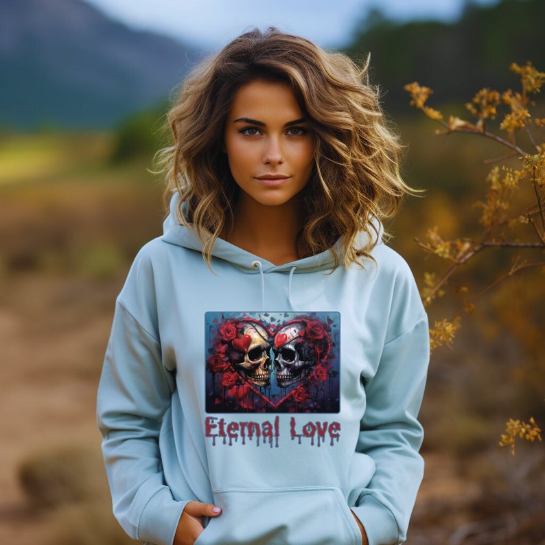 Eternal Love Skulls and Roses Heart Hooded Hoodie Sweatshirt - Etsy