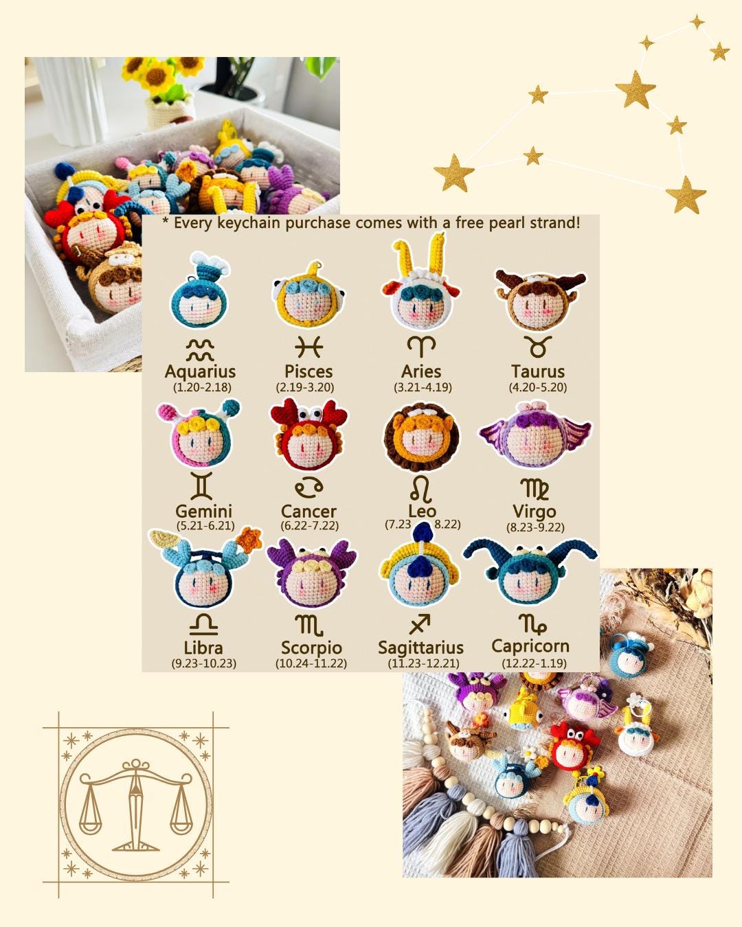 Zodiac Sign Crochet Patterns (PDF) - Cancer to Sagittarius | Amigurumi ...