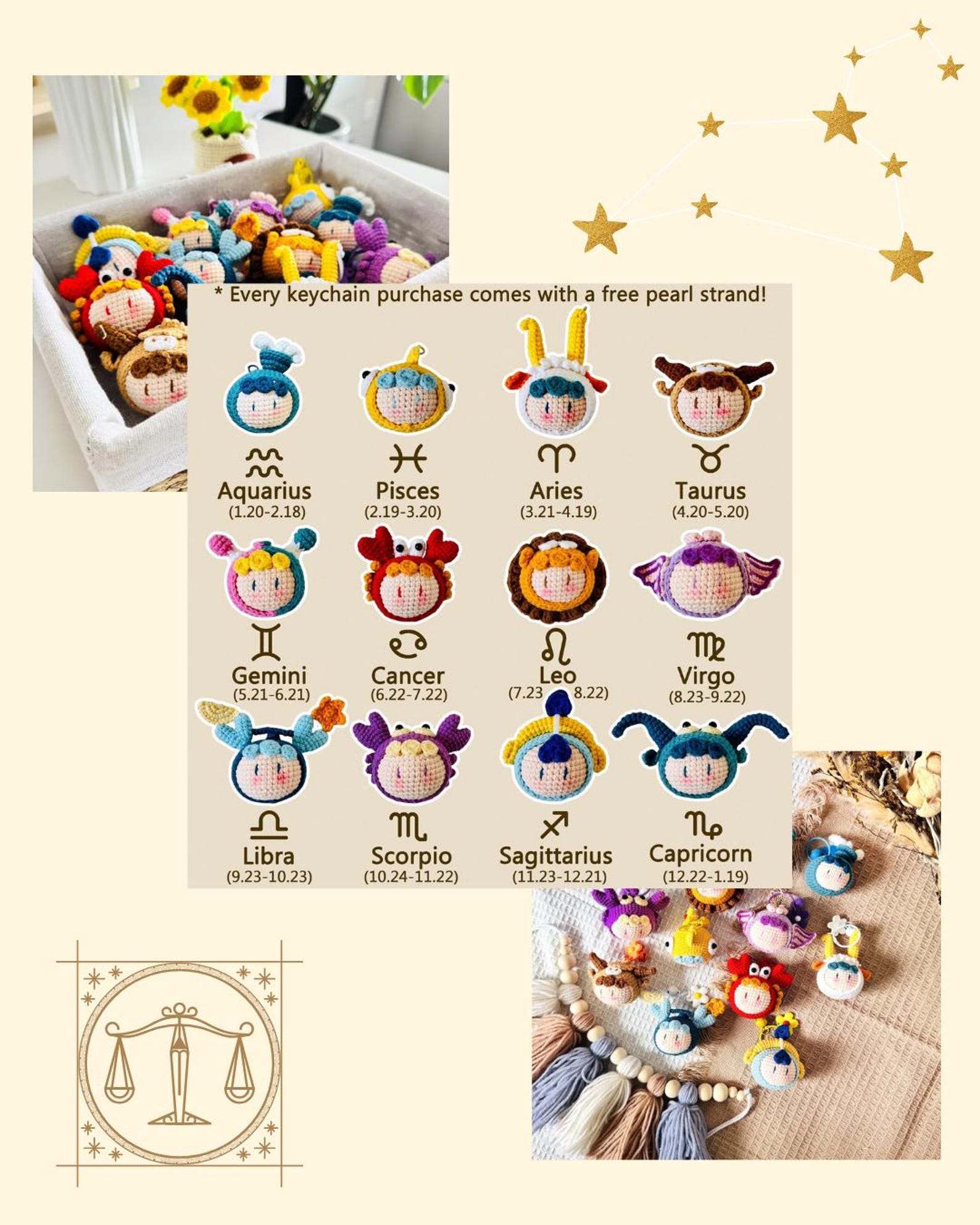 Zodiac Sign Crochet Patterns (PDF) - Cancer to Sagittarius | Amigurumi ...