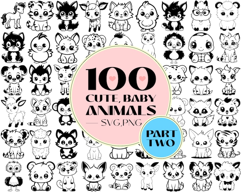100 Animal Doodle Svg Bundle | Animal Svg | Doodle Svg | Pet Svg | Cute ...