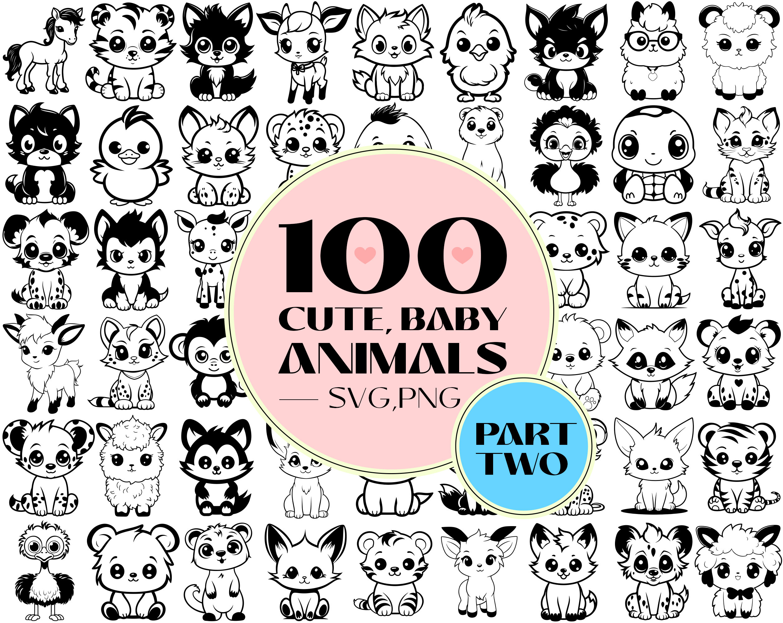 100 Animal Doodle Svg Bundle Animal Svg Doodle Svg Pet Svg Cute Animal ...