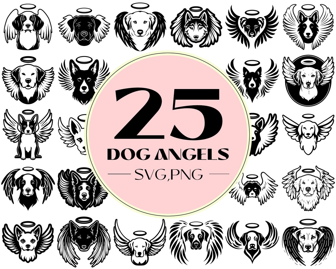 Dog Angel Wings SVG, Dog Svg, Dog Lover Svg, Angel SVG, Dog Angel Halo ...