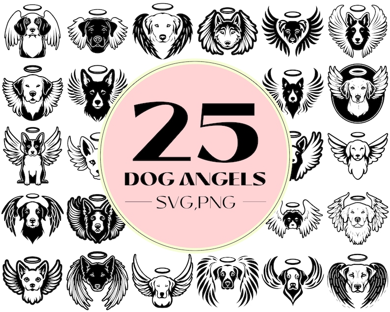 Dog Angel Wings SVG, Dog Svg, Dog Lover Svg, Angel SVG, Dog Angel Halo ...