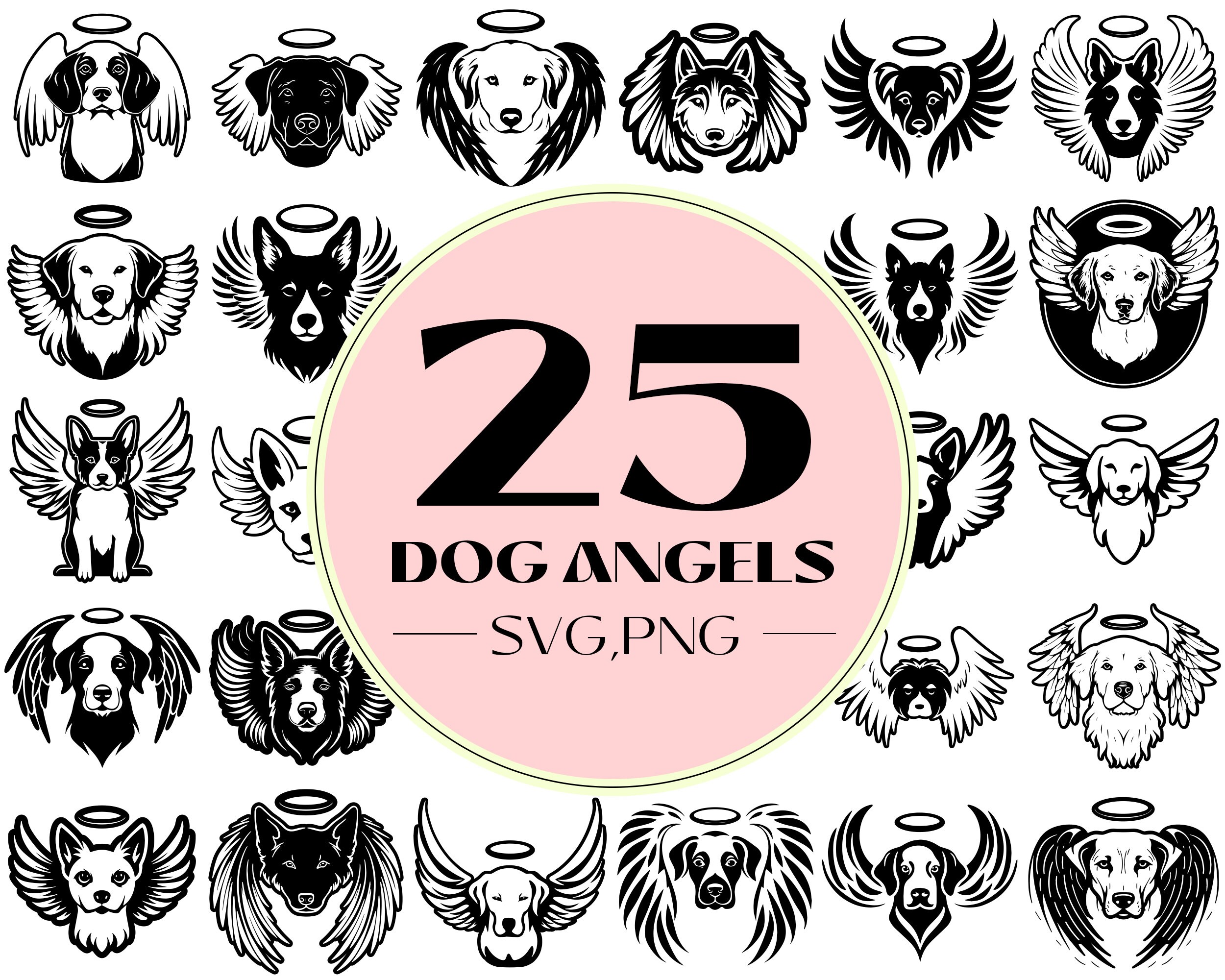 Dog Angel Wings SVG, Dog Svg, Dog Lover Svg, Angel SVG, Dog Angel Halo ...