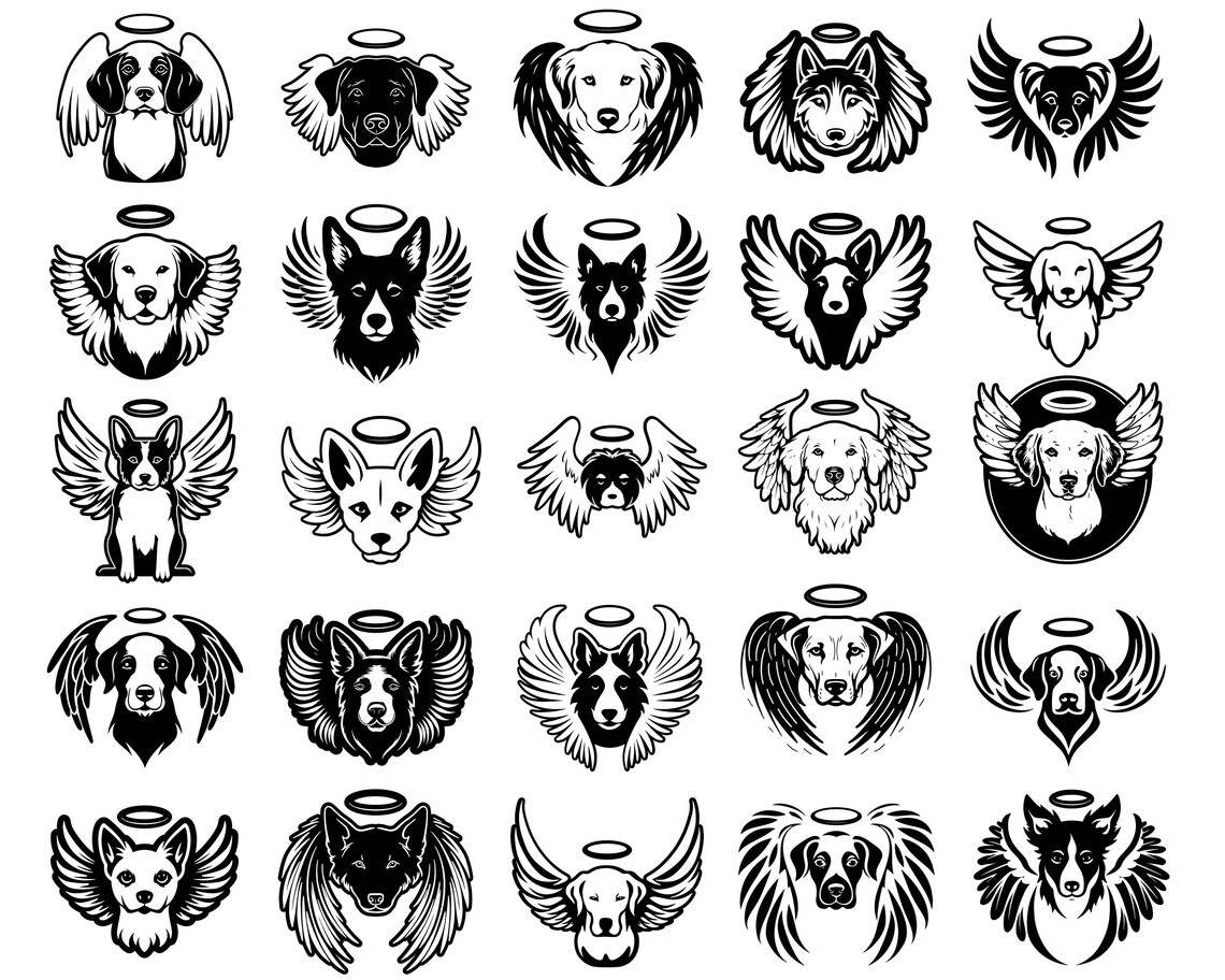 Dog Angel Wings SVG, Dog Svg, Dog Lover Svg, Angel SVG, Dog Angel Halo ...