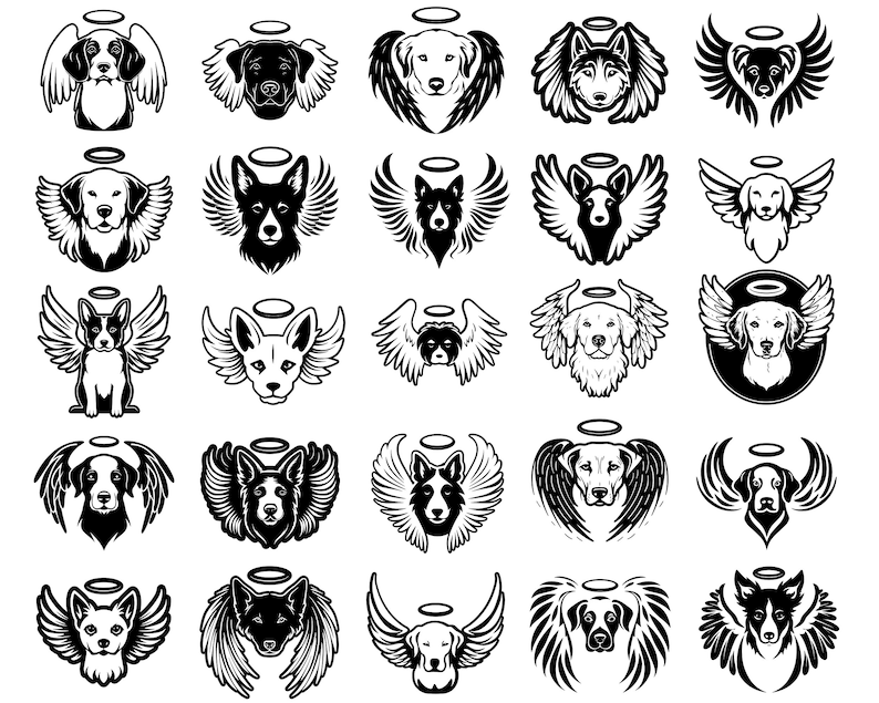 Dog Angel Wings SVG, Dog Svg, Dog Lover Svg, Angel SVG, Dog Angel Halo ...