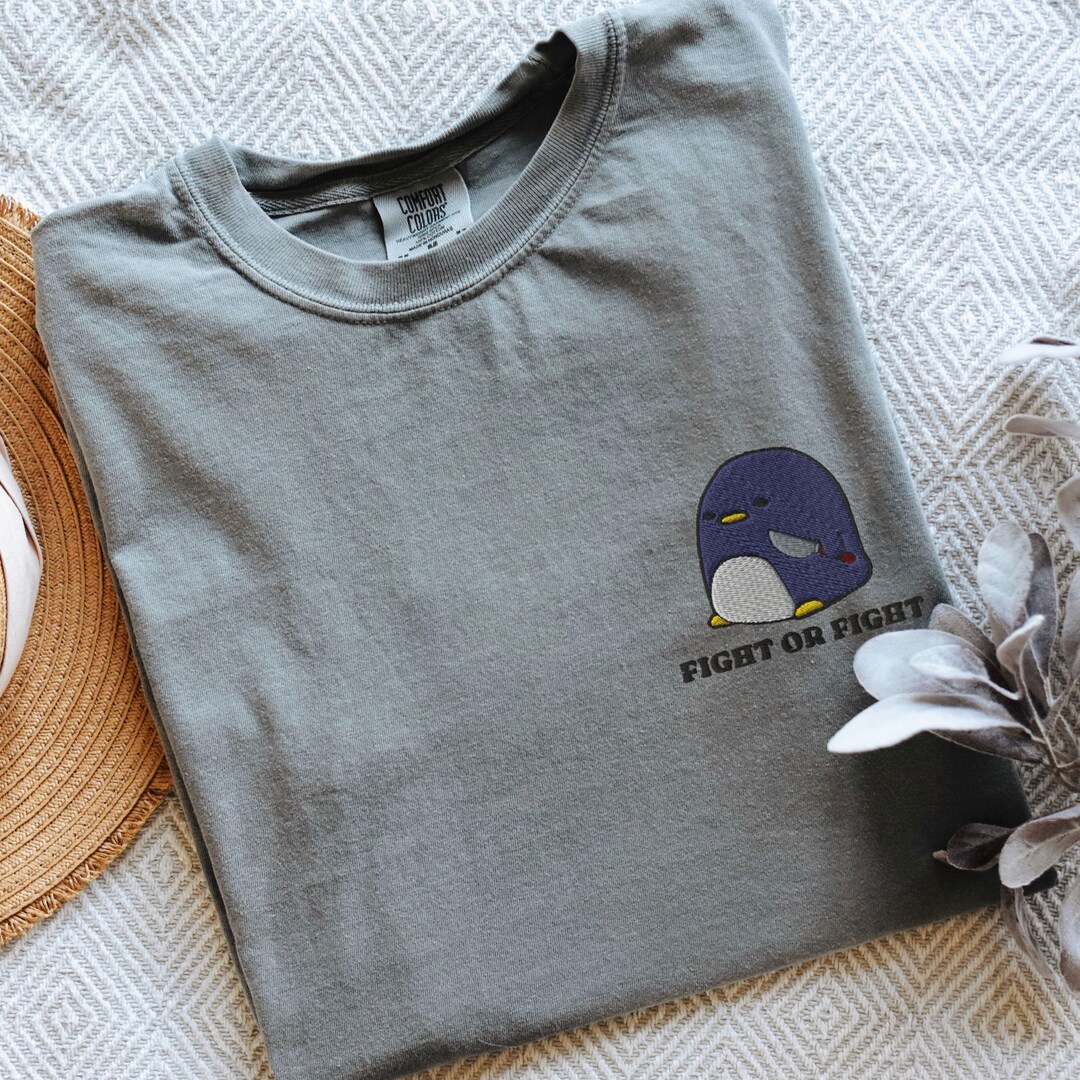Embroidered Penguin Crewneck, Cute Kawaii Sarcastic Embroidered Penguin ...
