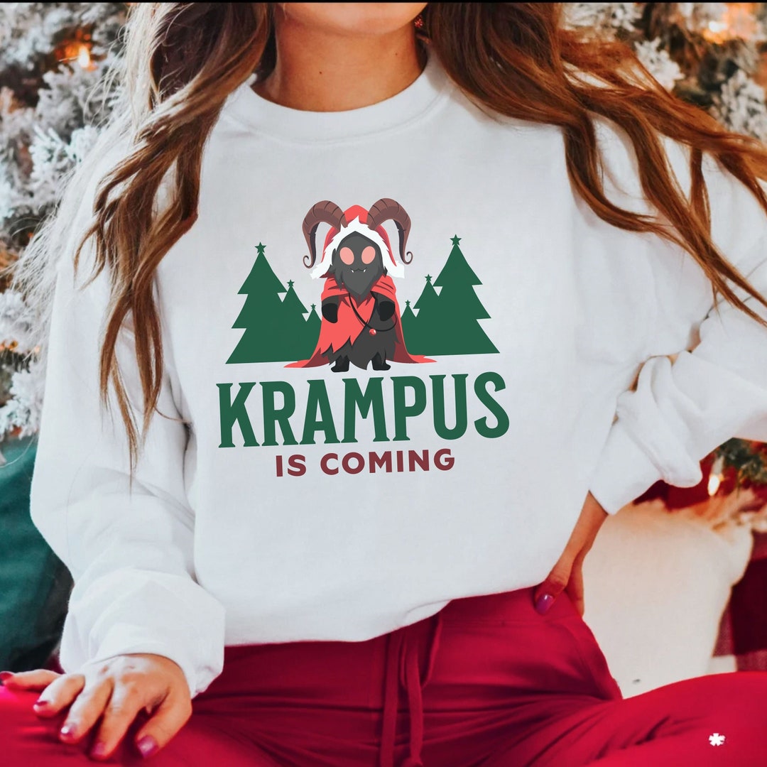 Kawaii Krampus Sweatshirt, Cute Krampus Funny Christmas Holiday ...