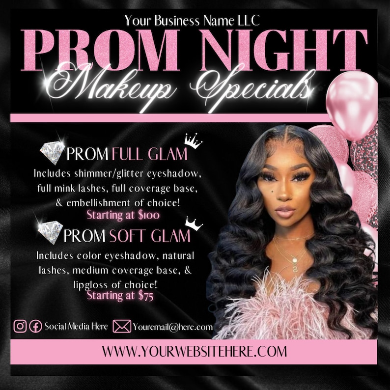 Prom Makeup Specials Flyer DIY Prom Queen MUA Eyelash - Etsy