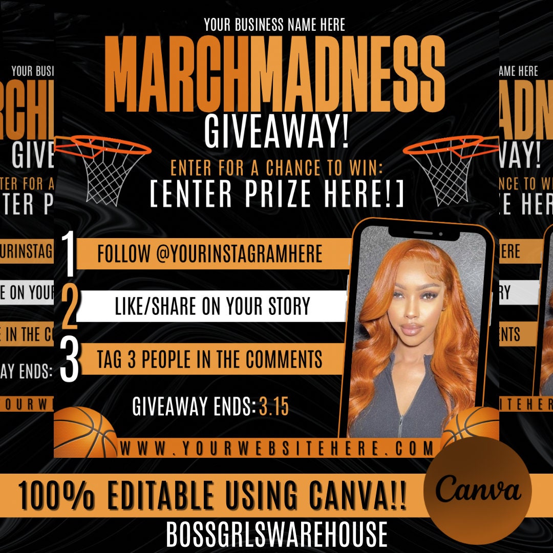 March Madness Giveaway Flyer: DIY Raffle Template (canva) - Etsy