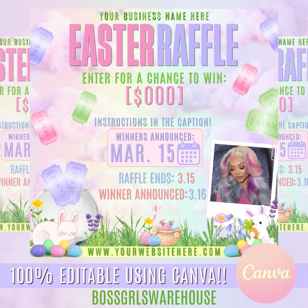 Easter Raffle Flyer: Spring Giveaway Template (canva) - Etsy