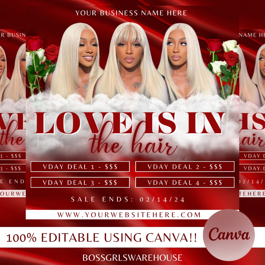 February Bookings Flyer, Wig Flyer, Valentines Day Flyer, Wig Sale ...