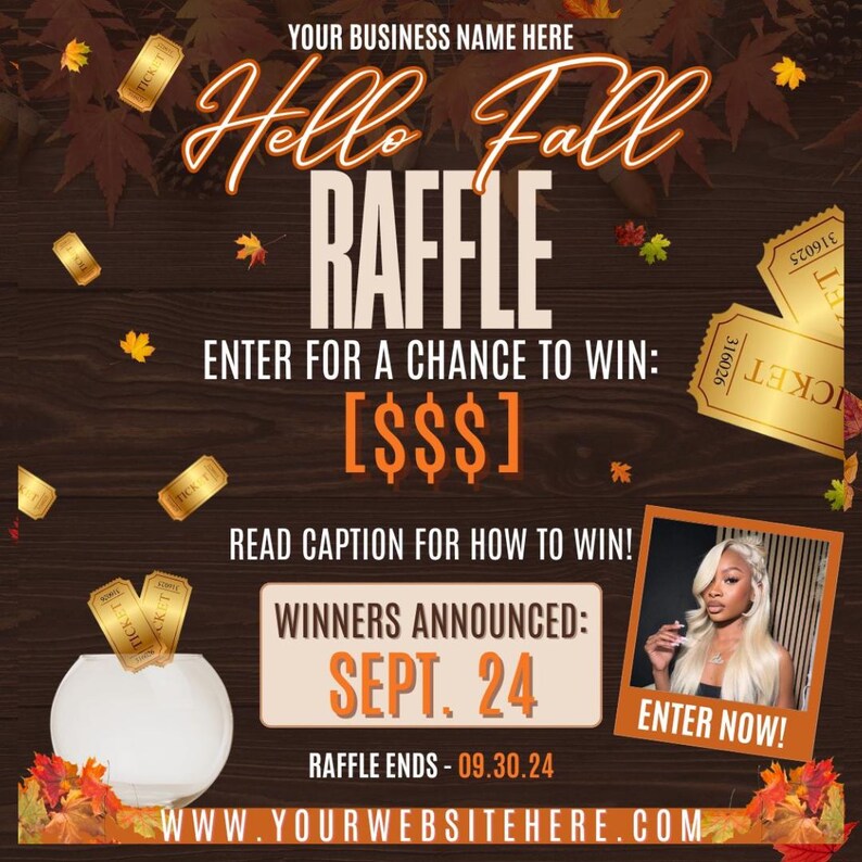 Fall Giveaway Flyer: Autumn Contest Template (DIY Canva) - Etsy