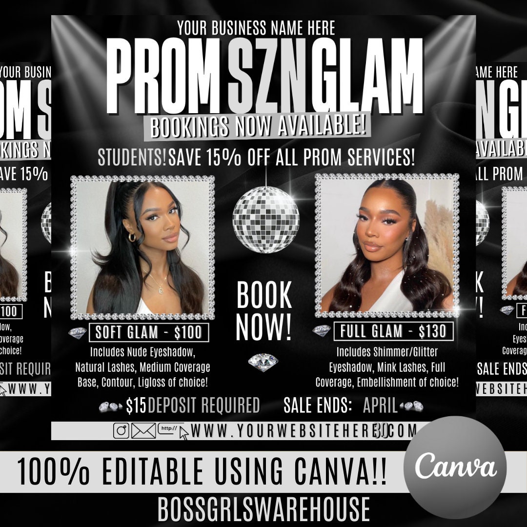Prom Makeup Flyer, Prom MUA Flyer, Prom Send Off, Graduation Makeup ...