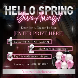 Giveaway Template, Giveaway Flyer, DIY Flyer Template Design, Premade ...