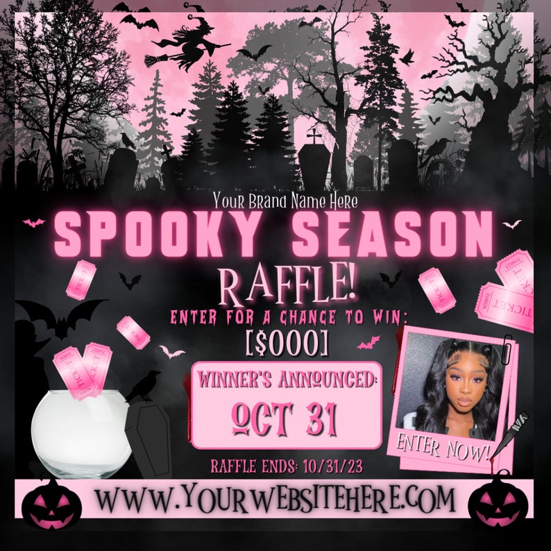 Halloween Raffle Flyer, Giveaway Flyer, October Giveaway Raffle Canva ...