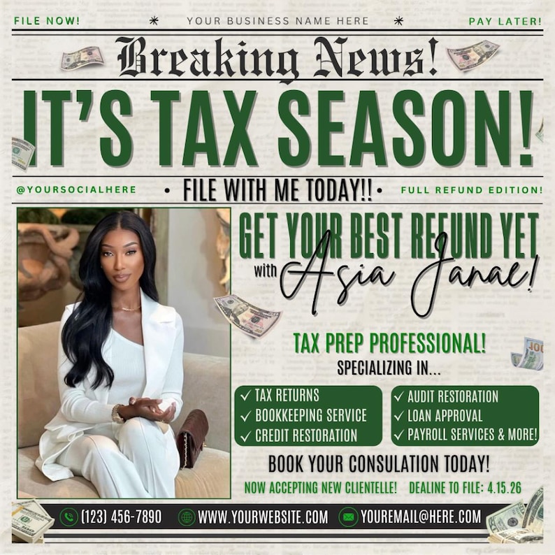 Tax Preparation Flyer, Tax Prep, Tax Booking Appointment, Tax Preparer ...