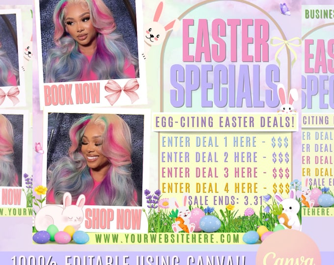 Editable Canva March Easter Basket Flyer Template - Etsy