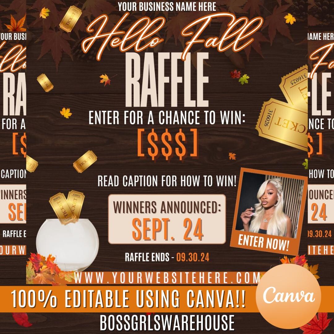 Fall Giveaway Flyer: Autumn Contest Template (DIY Canva) - Etsy
