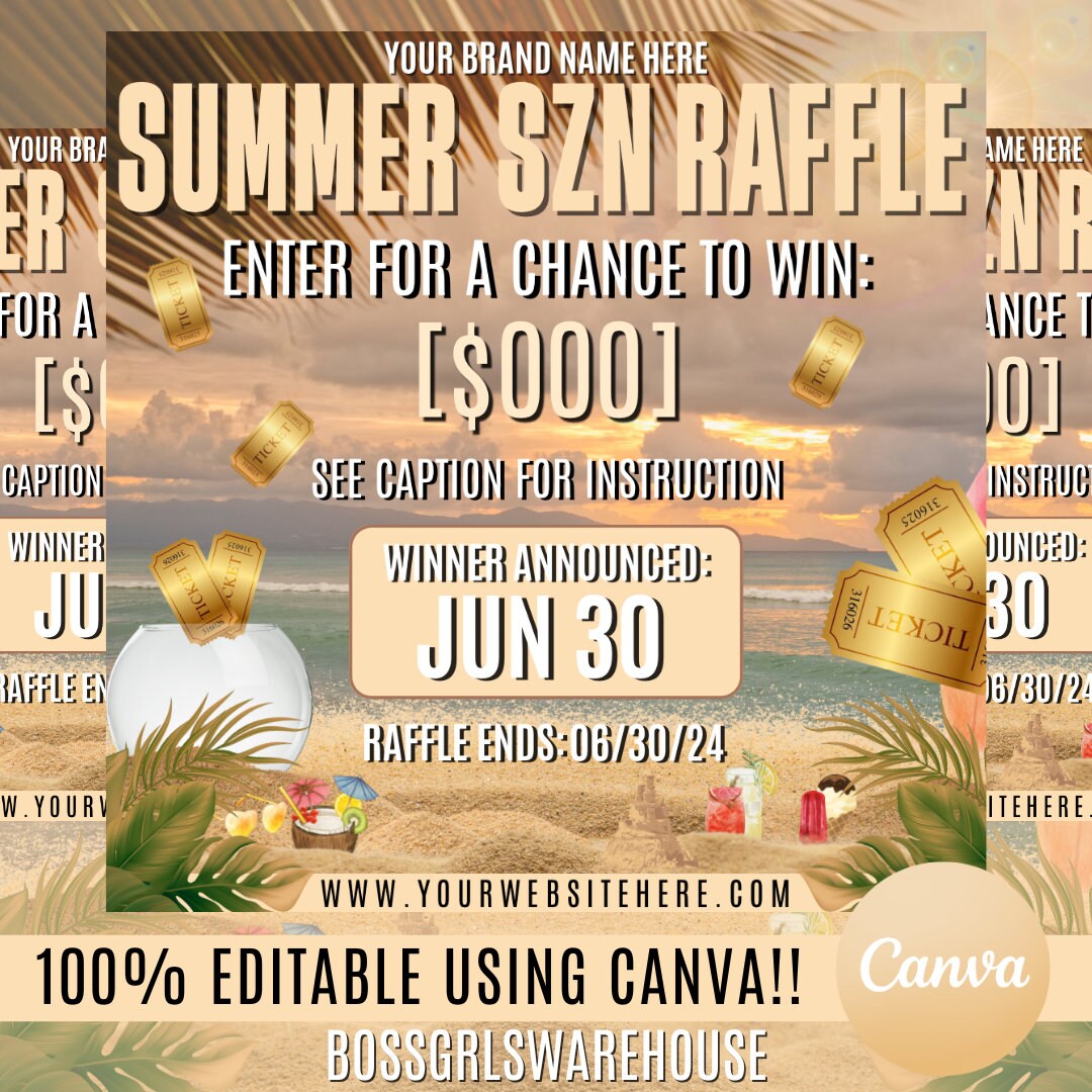 July Giveaway Flyer, Summer Giveaway Raffle Flyer, Giveaway Raffle ...