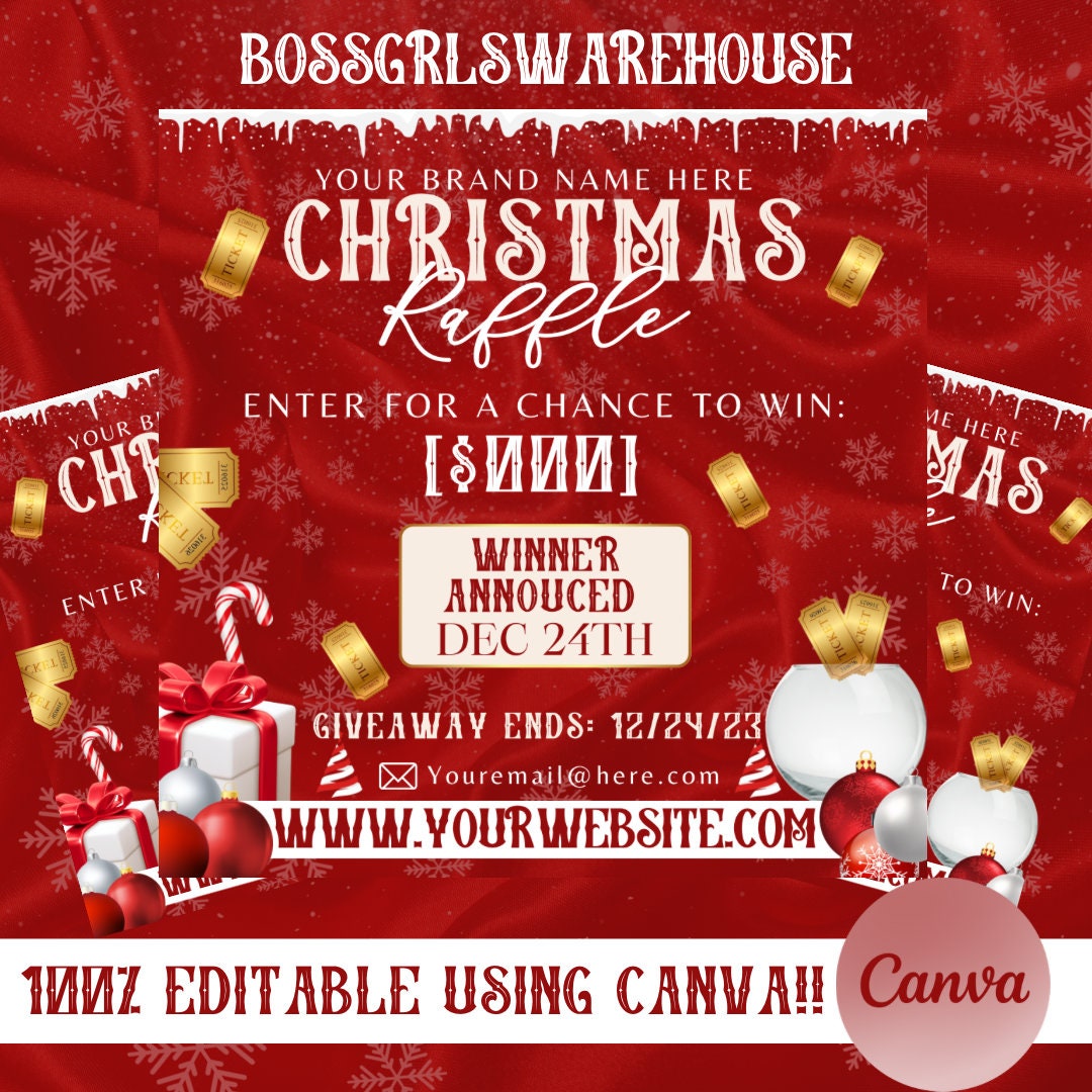 Christmas Raffle Giveaway Flyer, DIY Holiday Flyer, Giveaway Flyer ...