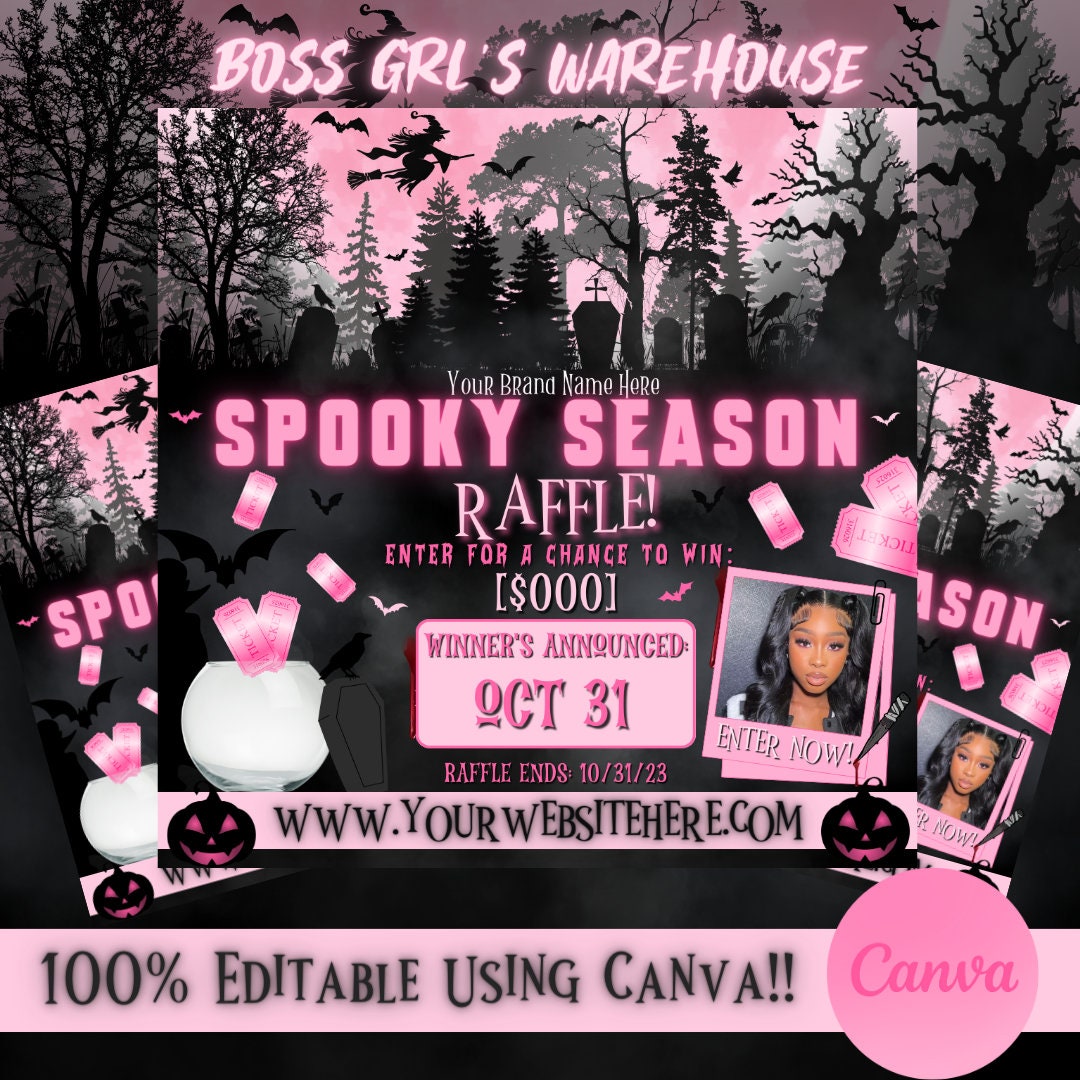 Halloween Raffle Flyer, Giveaway Flyer, October Giveaway Raffle Canva ...