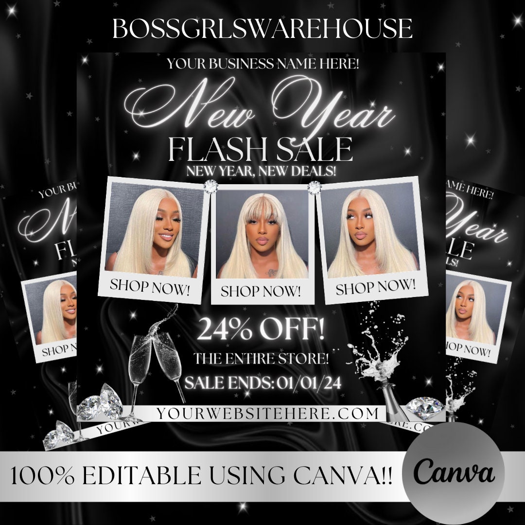 New Year Flash Sale Flyer, January Sale Flyer, New Year Specials, New ...