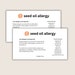 Printable Seed Oil Allergy Food Alert Cards - Allergy Travel Cards ...