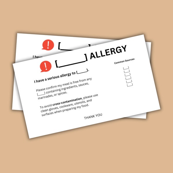 Printable Medical Alert Cards - Etsy