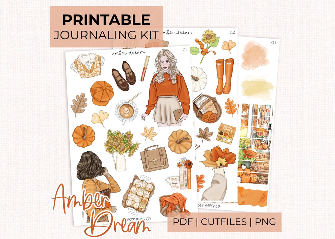 Amber Dream Printable Stickers - Journaling Sticker Kit, Planner ...