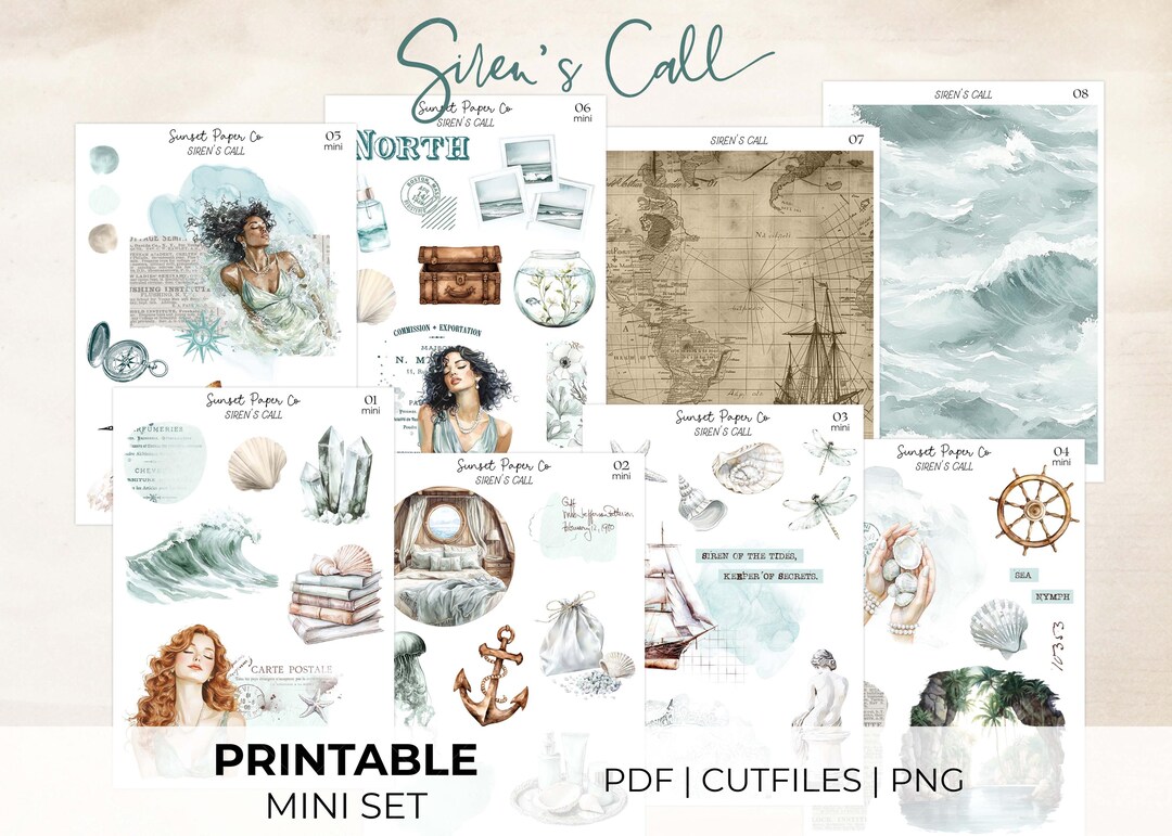 Siren's Call Printable Stickers - Mini Sticker Set, Planner Journaling ...
